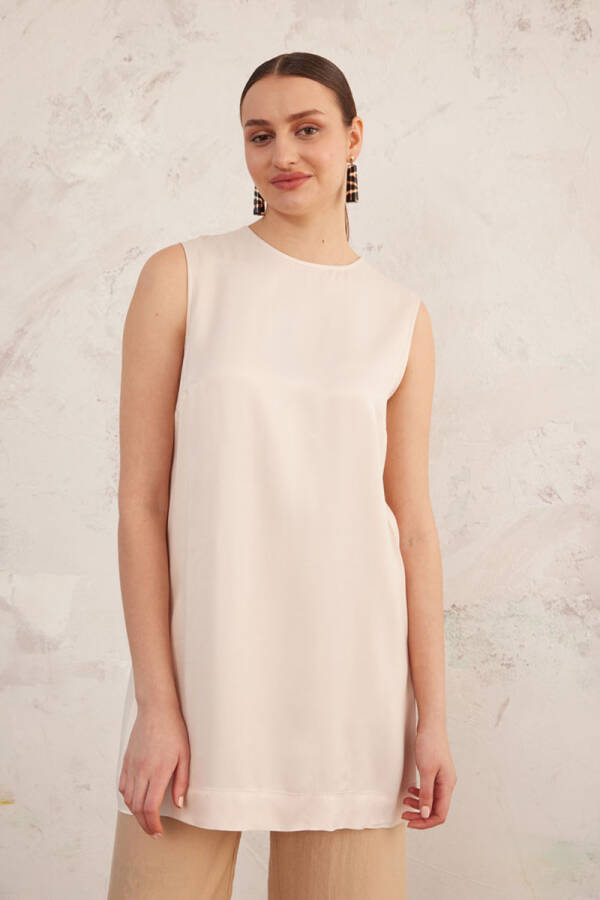 Bej Saten Atlet Tunik - Aker