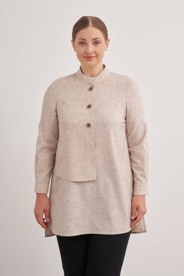 Camel 15751112 Hakim Yaka İşlemeli Tunik - Aker